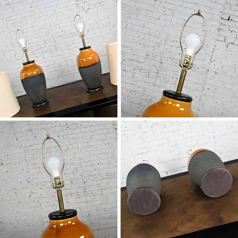 Pair MCM Black and Gold Large Scale Table Lamps by Carstens Tonnieshof ...