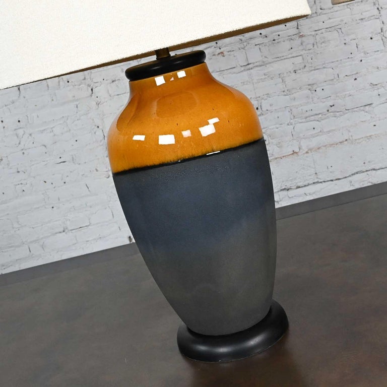 Pair MCM Black and Gold Large Scale Table Lamps by Carstens Tonnieshof ...