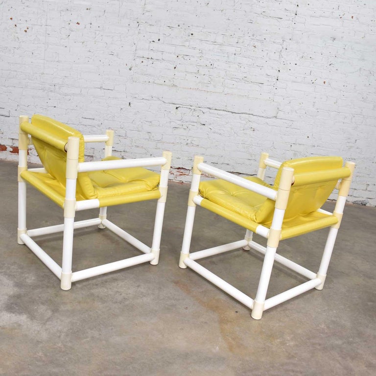 MCM Outdoor PVC Side Chairs Yellow Vinyl Upholstery, Decorion Fun ...