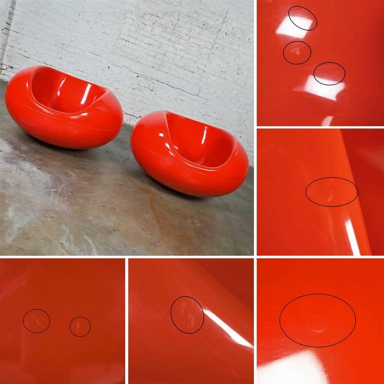 Pair MCM Red Polystyrene Original Pastil Rocking Chairs by Eero Aarnio ...