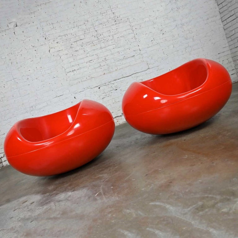 Pair MCM Red Polystyrene Original Pastil Rocking Chairs by Eero Aarnio ...