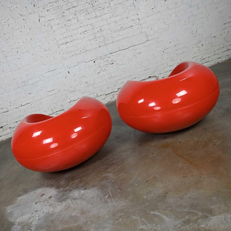 Pair MCM Red Polystyrene Original Pastil Rocking Chairs by Eero Aarnio ...