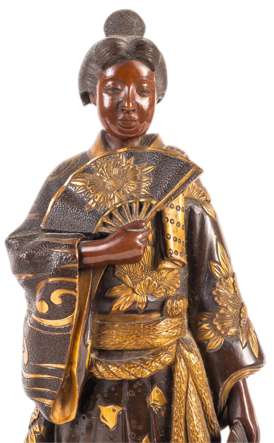 Pair of Meiji Period Japanese Miyao Bronze Statues at 1stDibs ...