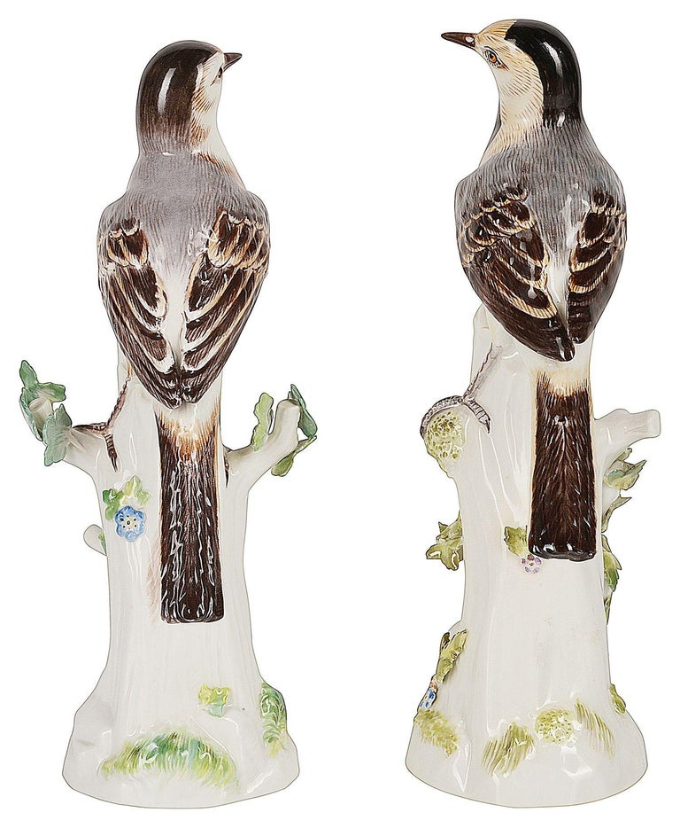 Pair Meissen Porcelain Wag Tails, Perched on a Tree Stump, circa 1900 ...