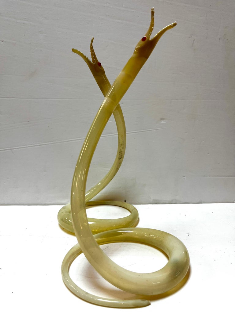 Pair Mid 20th Century 1950's Murano Handblown Glass Hollow Snake ...