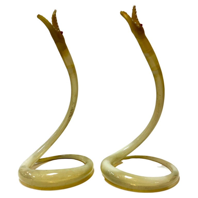 Pair Mid 20th Century 1950's Murano Handblown Glass Hollow Snake ...