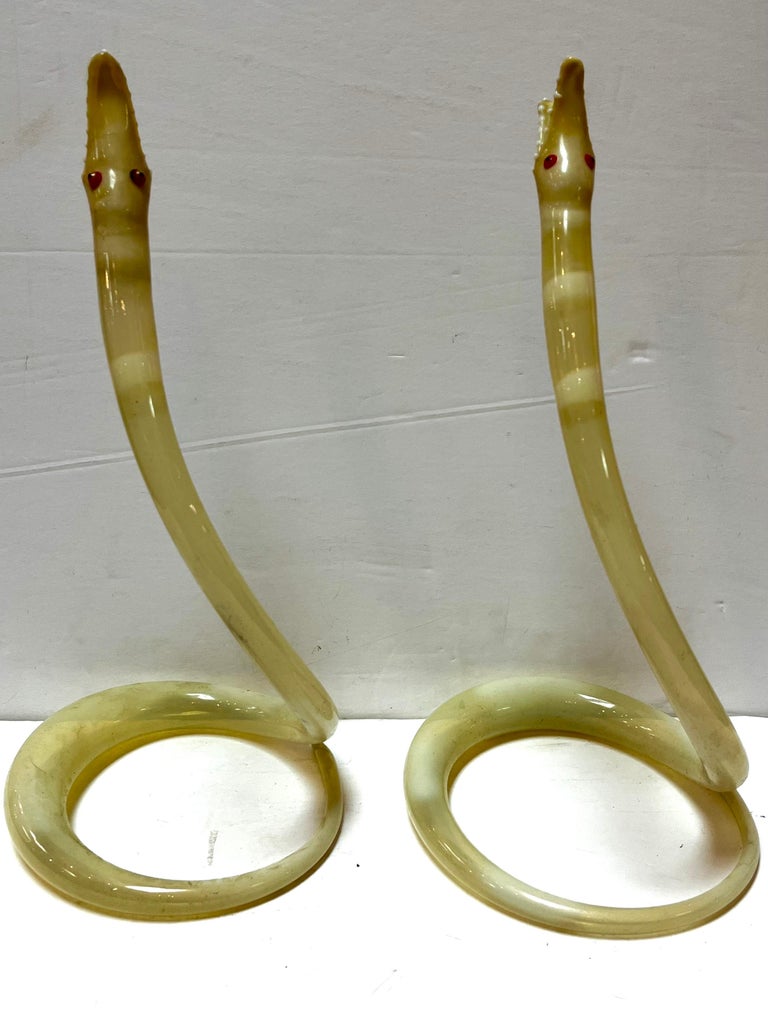 Pair Mid 20th Century 1950's Murano Handblown Glass Hollow Snake ...