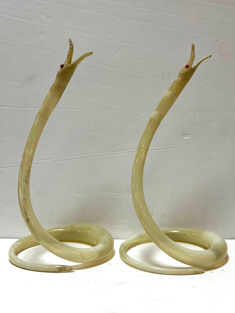 Pair Mid 20th Century 1950's Murano Handblown Glass Hollow Snake ...