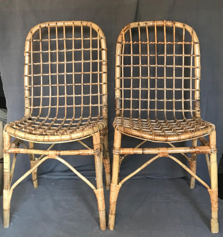 Pair of Midcentury Bamboo Side Chairs For Sale at 1stDibs