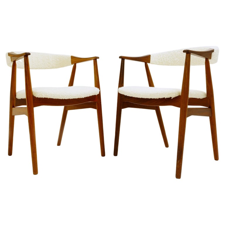 Pair Midcentury Danish Model 213 Armchairs by Th. Harlev, Farstrup ...