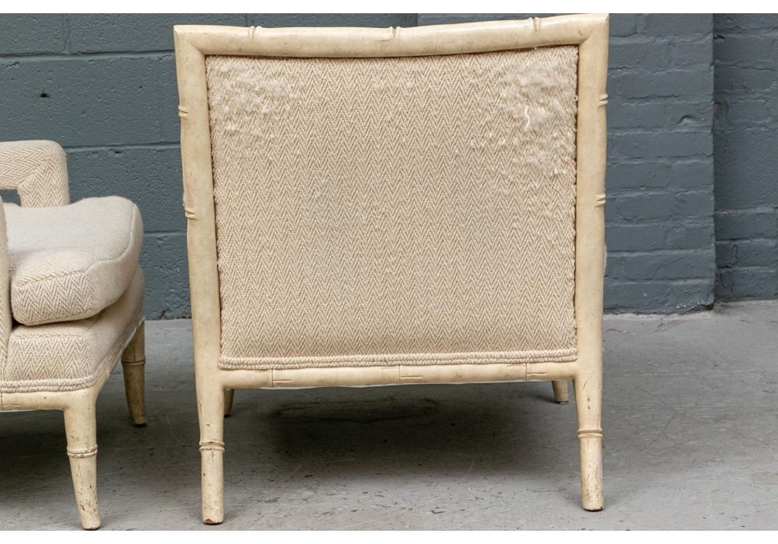 Pair Mid Century Faux Bamboo Club Chairs For Sale at 1stDibs