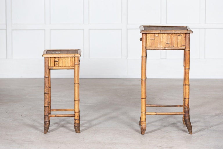 Pair Mid-Century French Bamboo Side Tables For Sale at 1stDibs