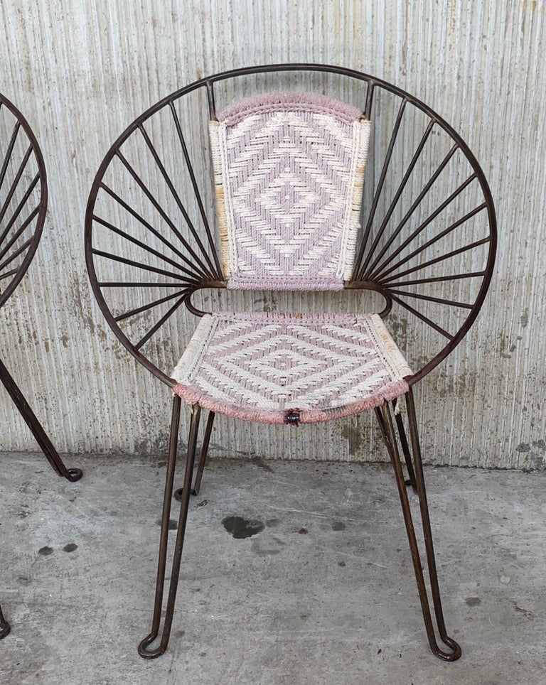 Pair Mid-Century Hoop Chairs with Caned Seat and Back For Sale at 1stDibs