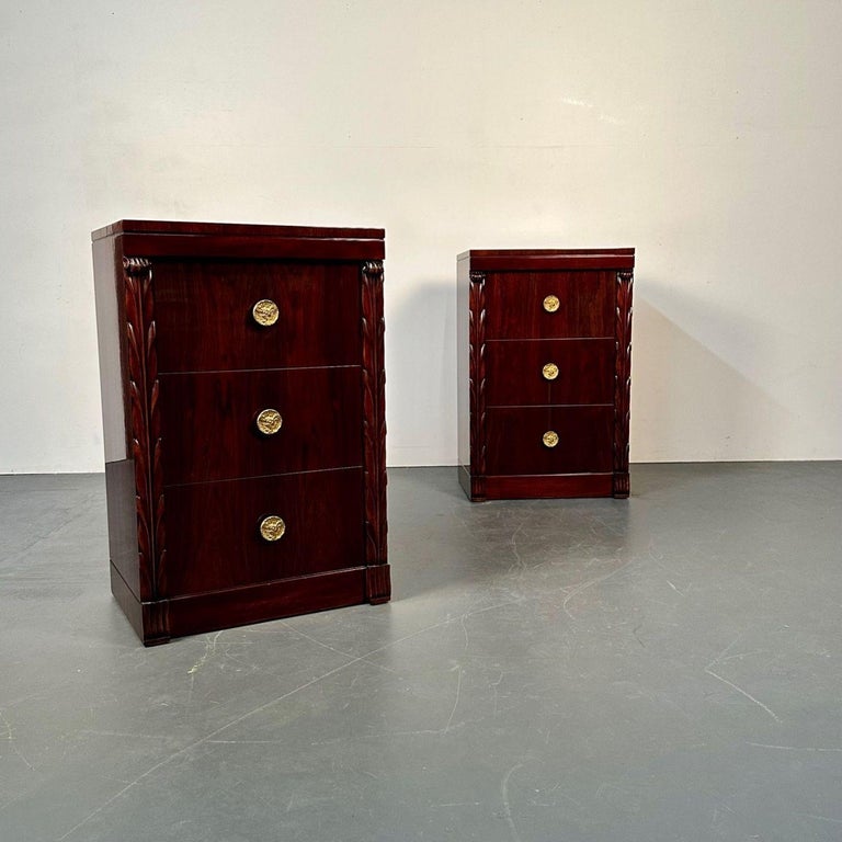 Pair Midcentury Labeled John Stuart Polished Rosewood Nightstands / Side Tables For Sale at 1stDibs