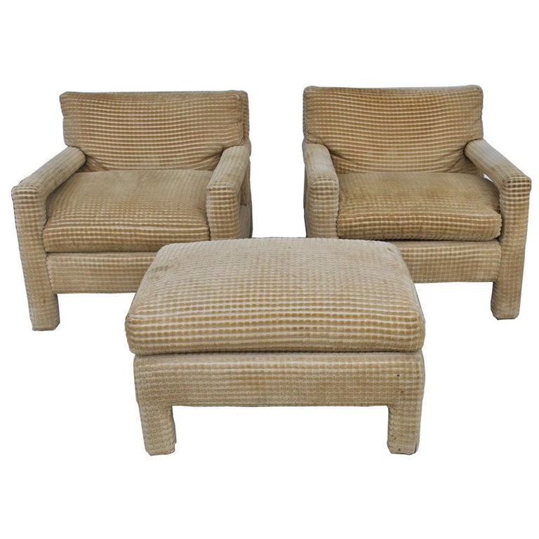 Pair of Midcentury Lounge Chairs and Ottoman by John Mascheroni for ...