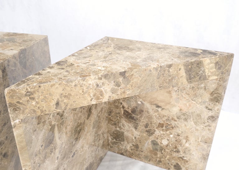 Pair Midcentury Marble Onyx Triangle Shape End Side Tables Night Stands ...