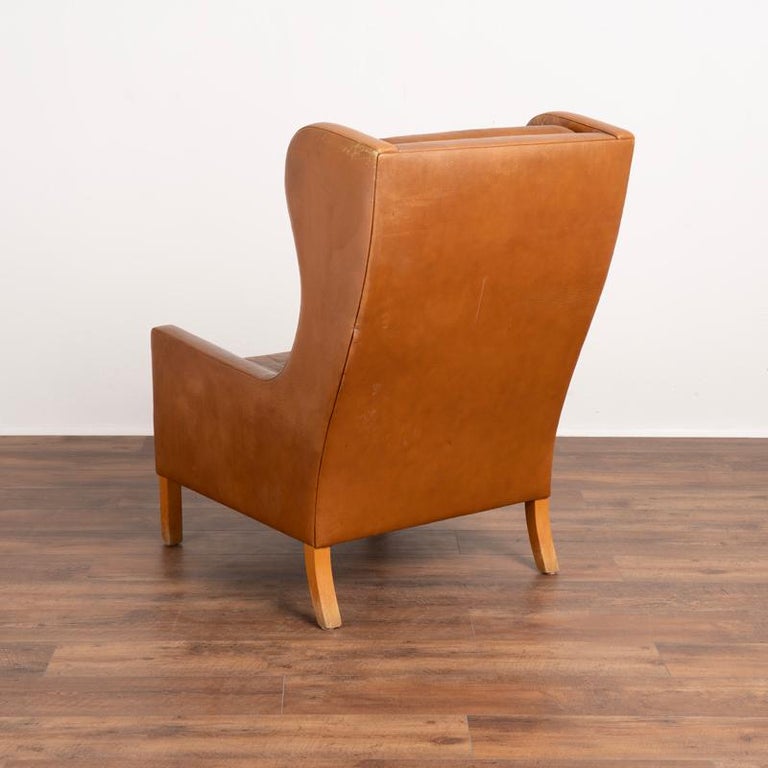 Pair, Mid Century Modern Brown Leather Ear Flap Club Chairs by Mogens ...