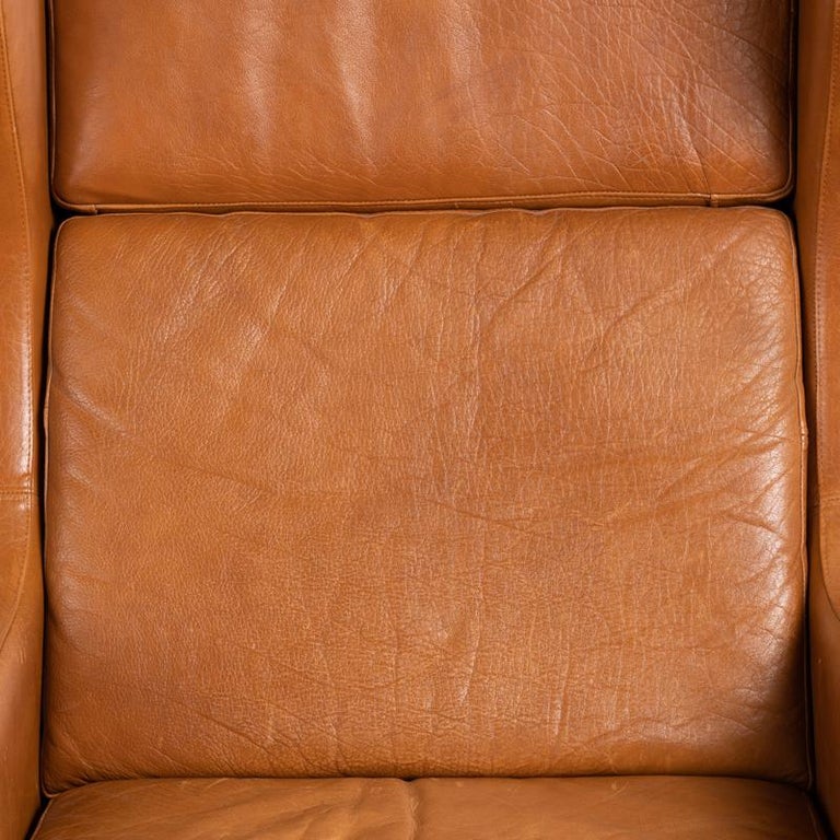 Pair, Mid Century Modern Brown Leather Ear Flap Club Chairs by Mogens ...