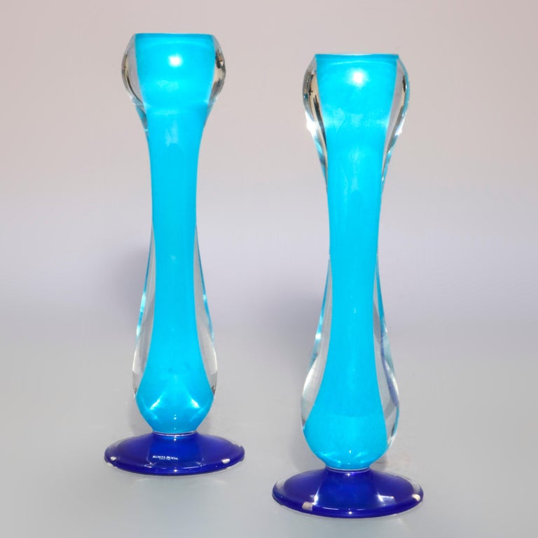 Pair of Mid-Century Modern Kosta Boda Art Glass Candlesticks, circa ...