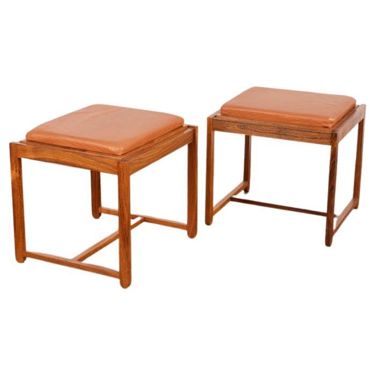 Pair, Mid-Century Modern Reversible Stools and Side Tables from Denmark ...