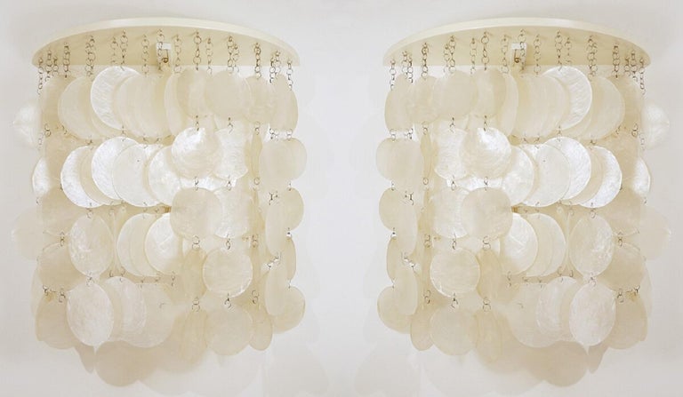 Pair Mid-Century Modern Seashell Wall Sconces For Sale at 1stDibs