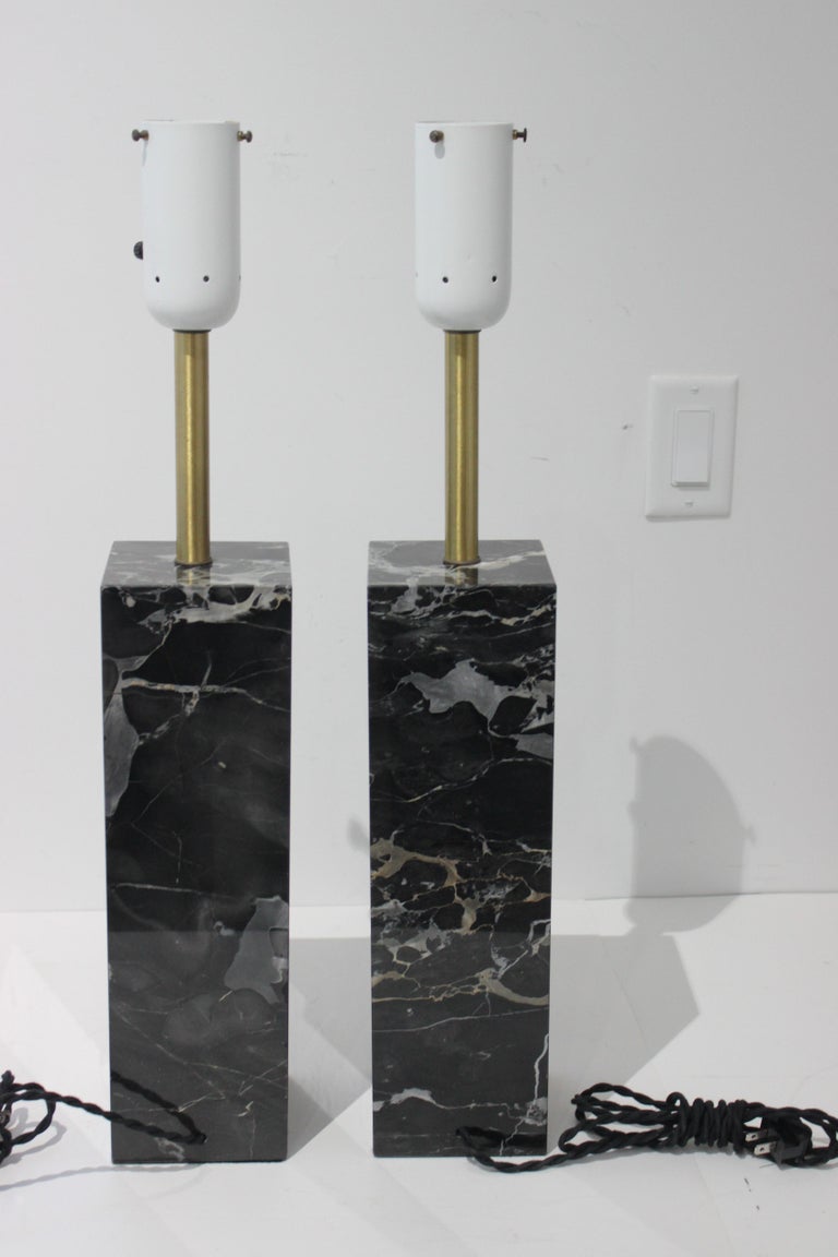 Pair Mid-Century Modern Walter Von Nessen Table Lamps in Black ...