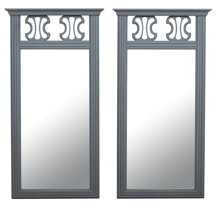 Pair Midcentury Painted Hollywood Regency Mirrors For Sale at 1stDibs