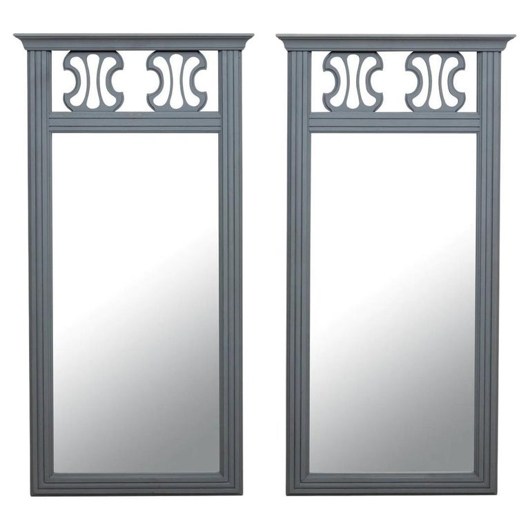 Pair Midcentury Painted Hollywood Regency Mirrors For Sale at 1stDibs
