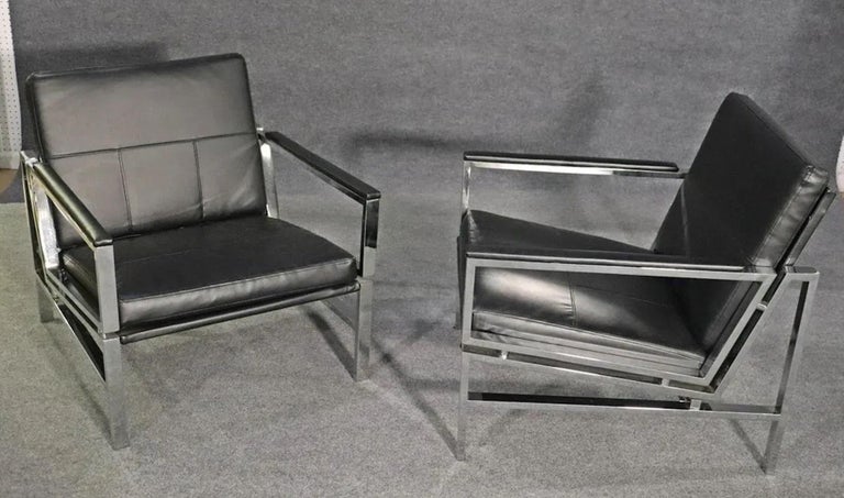 Pair Mid-Century Style Chrome Chairs For Sale at 1stDibs