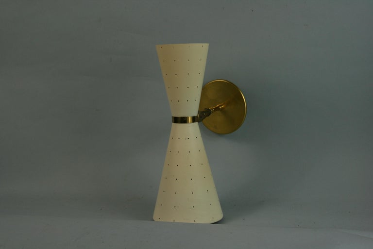 Pair Double Cone Perforated Midcentury Multi Directional Sconces For ...
