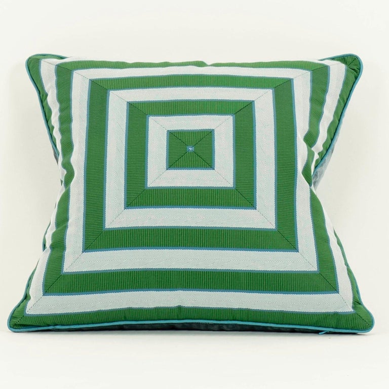 Pair Mitered Tim Corrigan Schumacher Emerald Green Ribbon Stripe ...