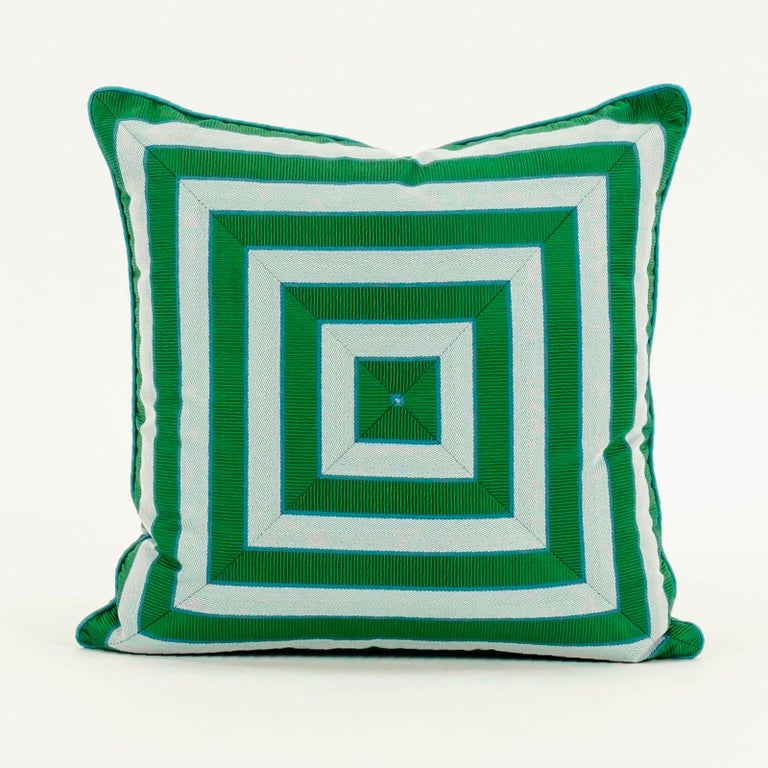 Pair Mitered Tim Corrigan Schumacher Emerald Green Ribbon Stripe ...