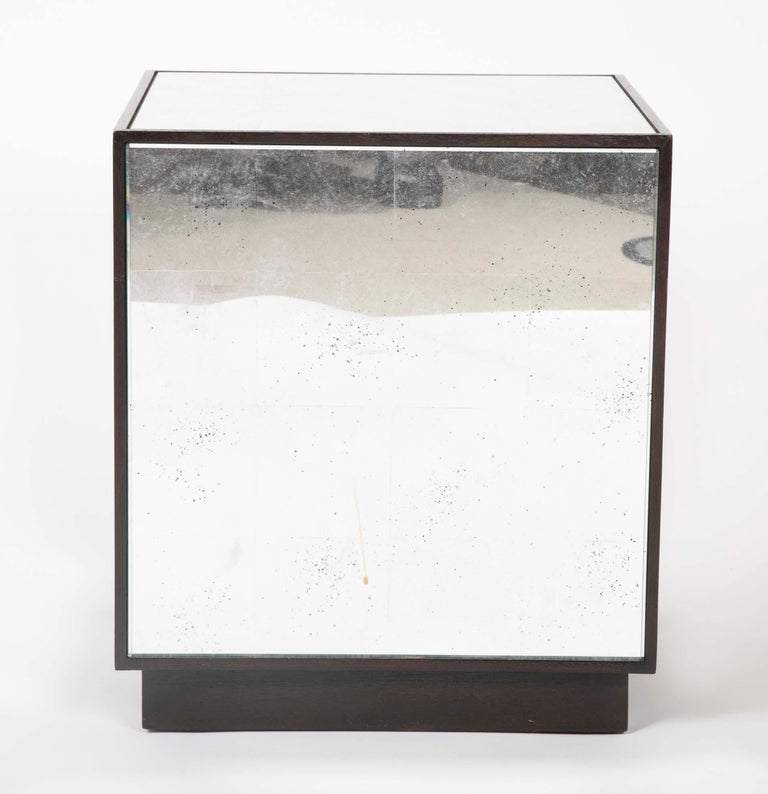Pair of Modern Mirror Cube Side Tables at 1stDibs