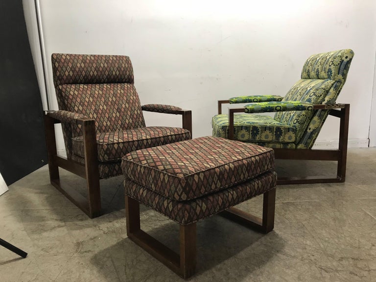 Pair of Modern Morris Lounge Chairs with Ottoman by Bernhardt Furniture ...