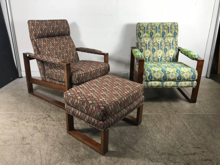 Pair of Modern Morris Lounge Chairs with Ottoman by Bernhardt Furniture ...