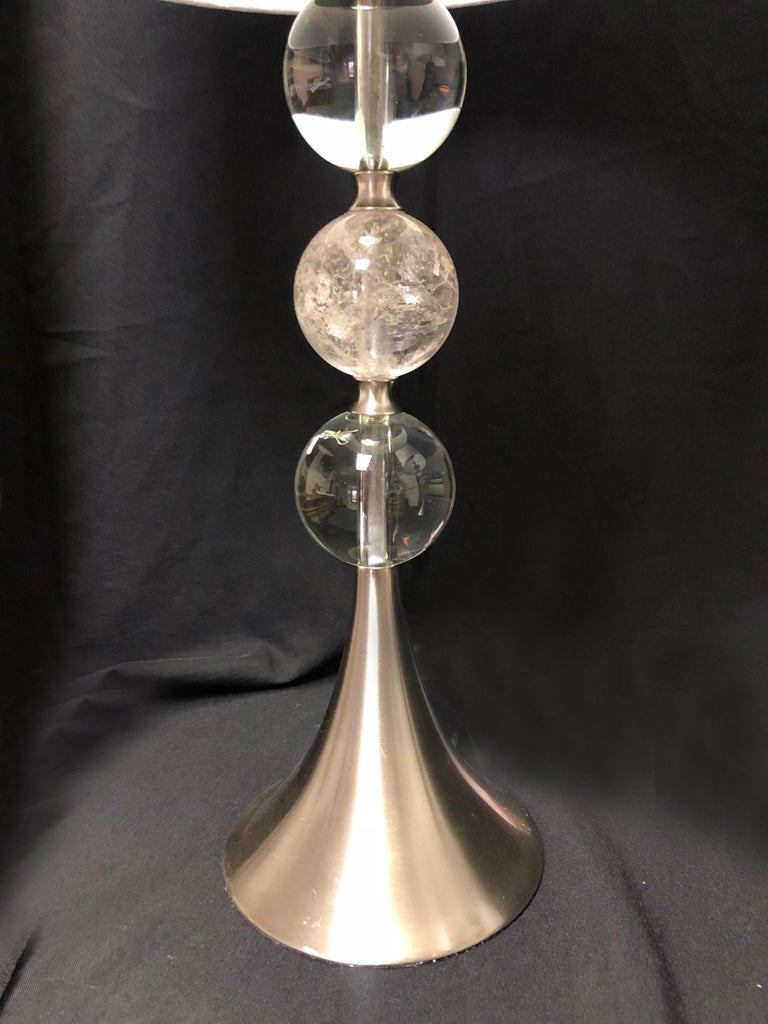 Pair of Modern Style Crystal and Rock Crystal Lamps For Sale at 1stDibs