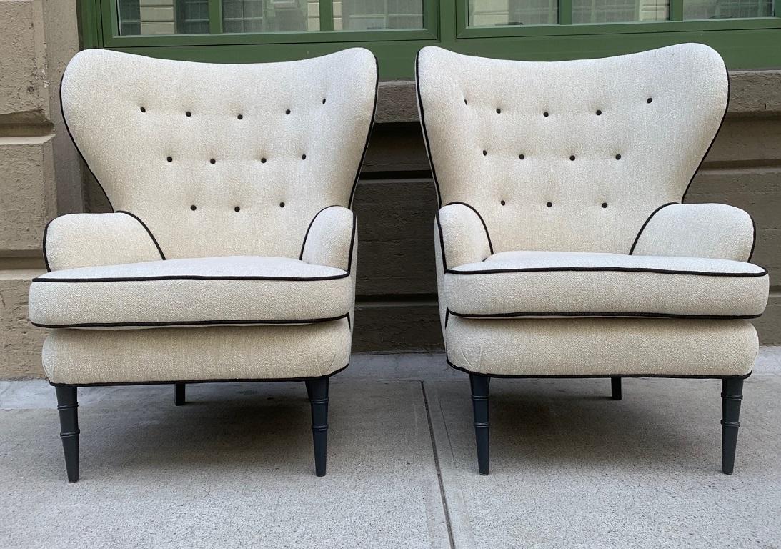 Pair of Modern Tufted Wingback Chairs at 1stDibs | modern wingback ...