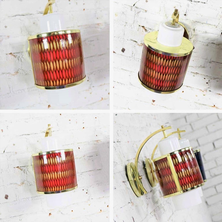 Pair Moe Lighting Honeycomb Wall Sconces in Emerald Blue and Tangerine ...