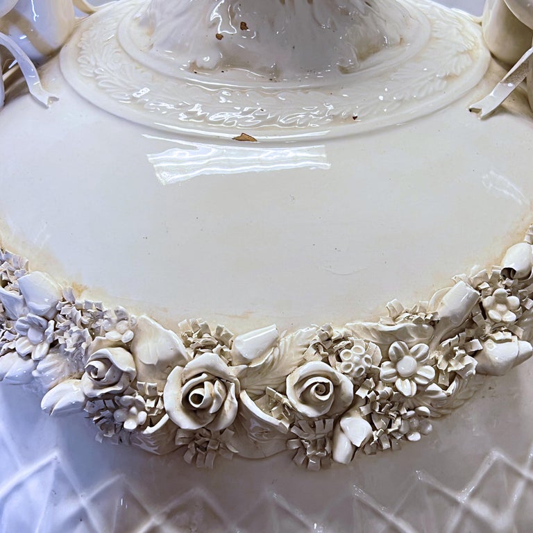 Pair Monumental White Glazed Northern European Floor Vases and Covers ...