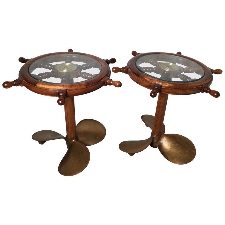 Pair of Nautical Drink Tables with Authentic Propeller Bases For Sale ...