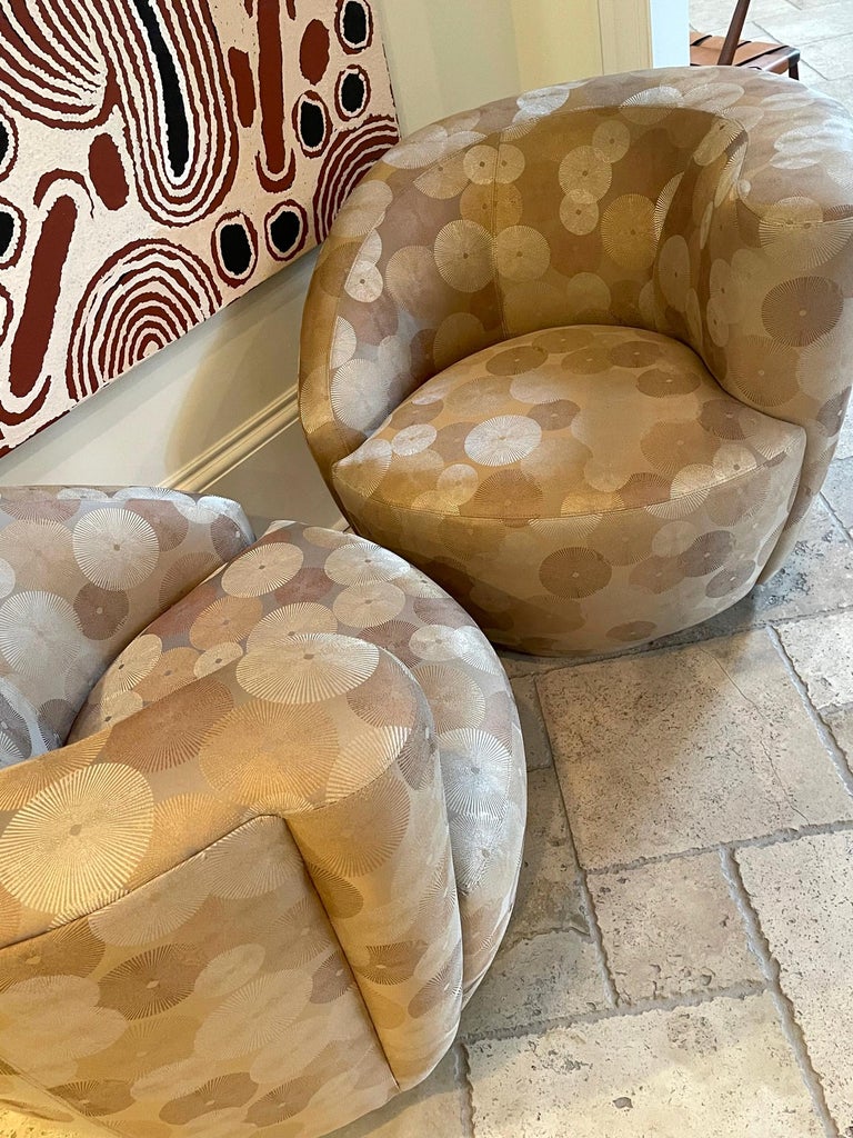 Pair Nautilus Swivel Club Chairs attributed to Directional For Sale at ...