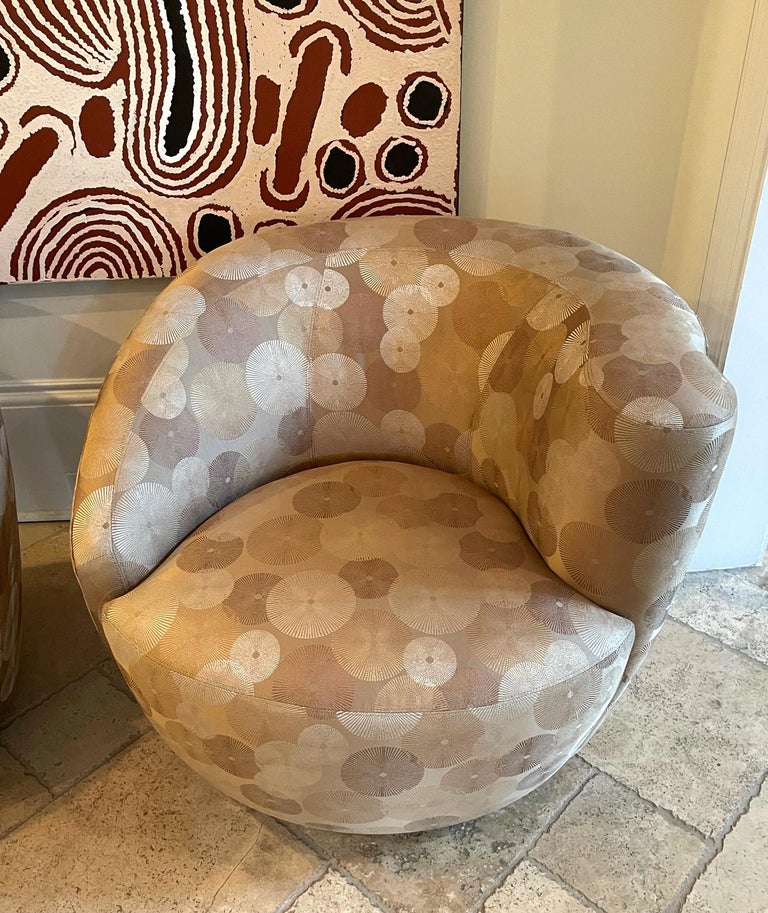 Pair Nautilus Swivel Club Chairs attributed to Directional For Sale at ...