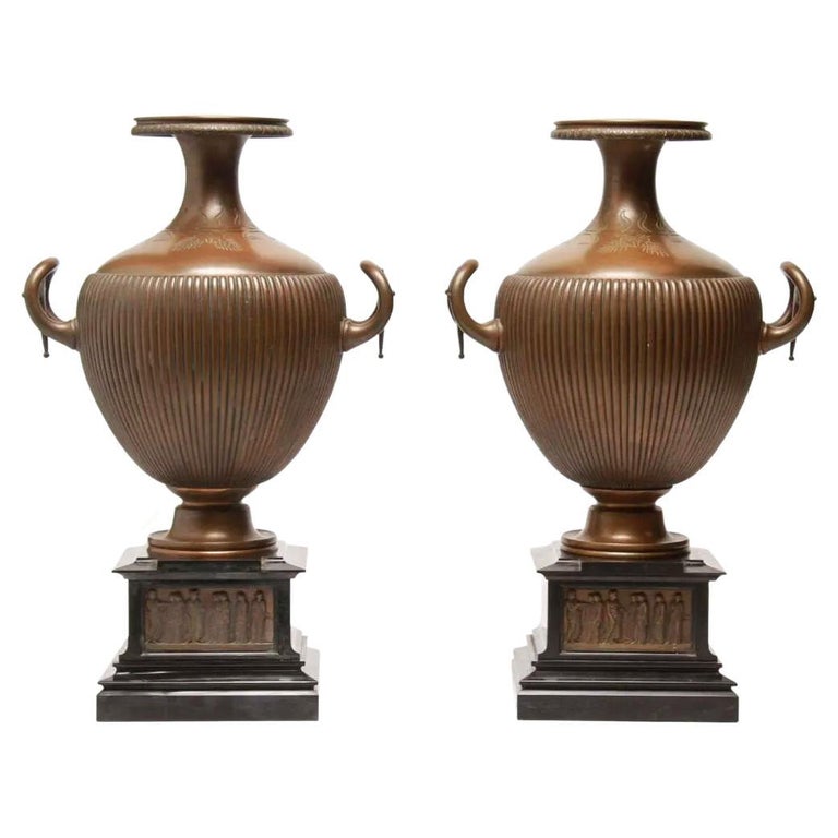 Pair Neoclassical Bronze Vases in Form of Greek Hydra Water Jars For ...