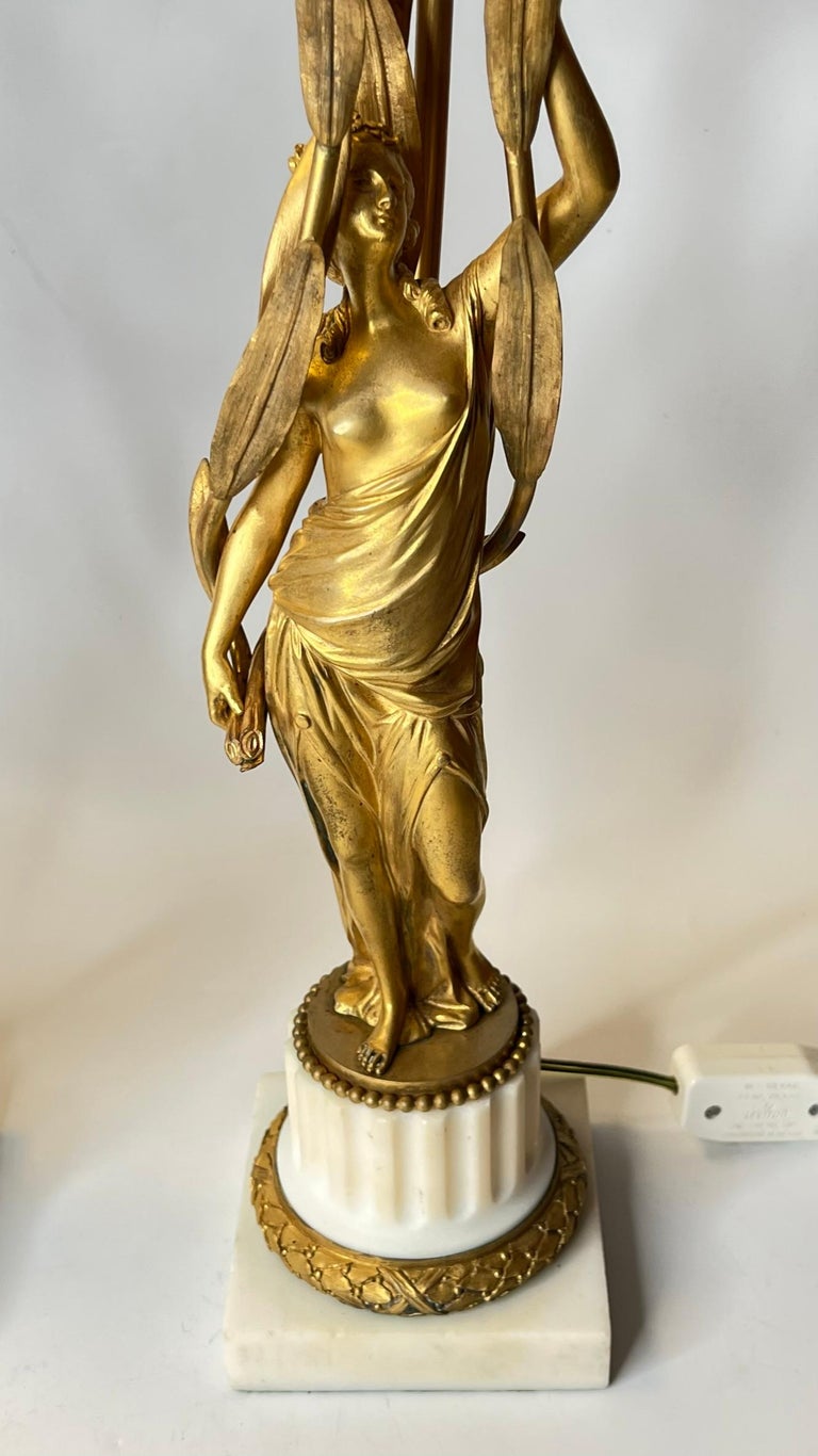 Pair Neoclassical Female Figurative Gilt Bronze Table Lamps For Sale at ...