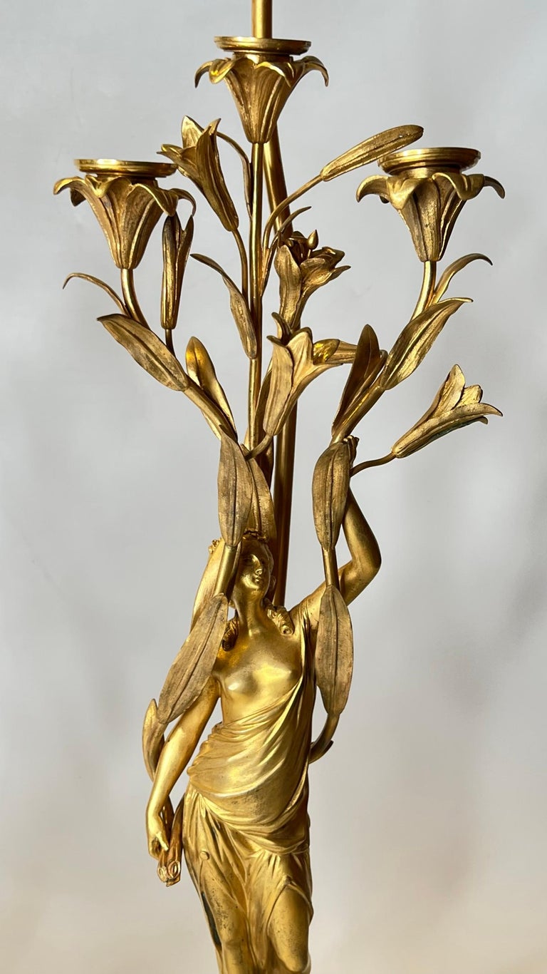 Pair Neoclassical Female Figurative Gilt Bronze Table Lamps For Sale at ...
