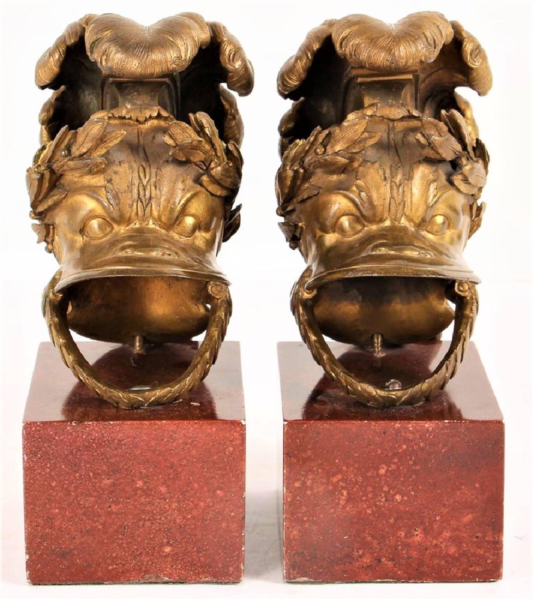Pair Neoclassical Grand Tours of Gilt Bronze Helmets Now Mounted as ...