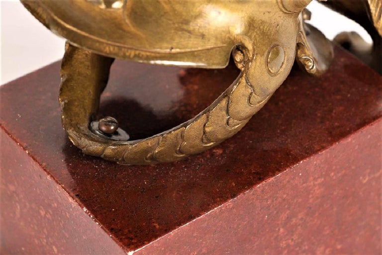 Pair Neoclassical Grand Tours of Gilt Bronze Helmets Now Mounted as ...