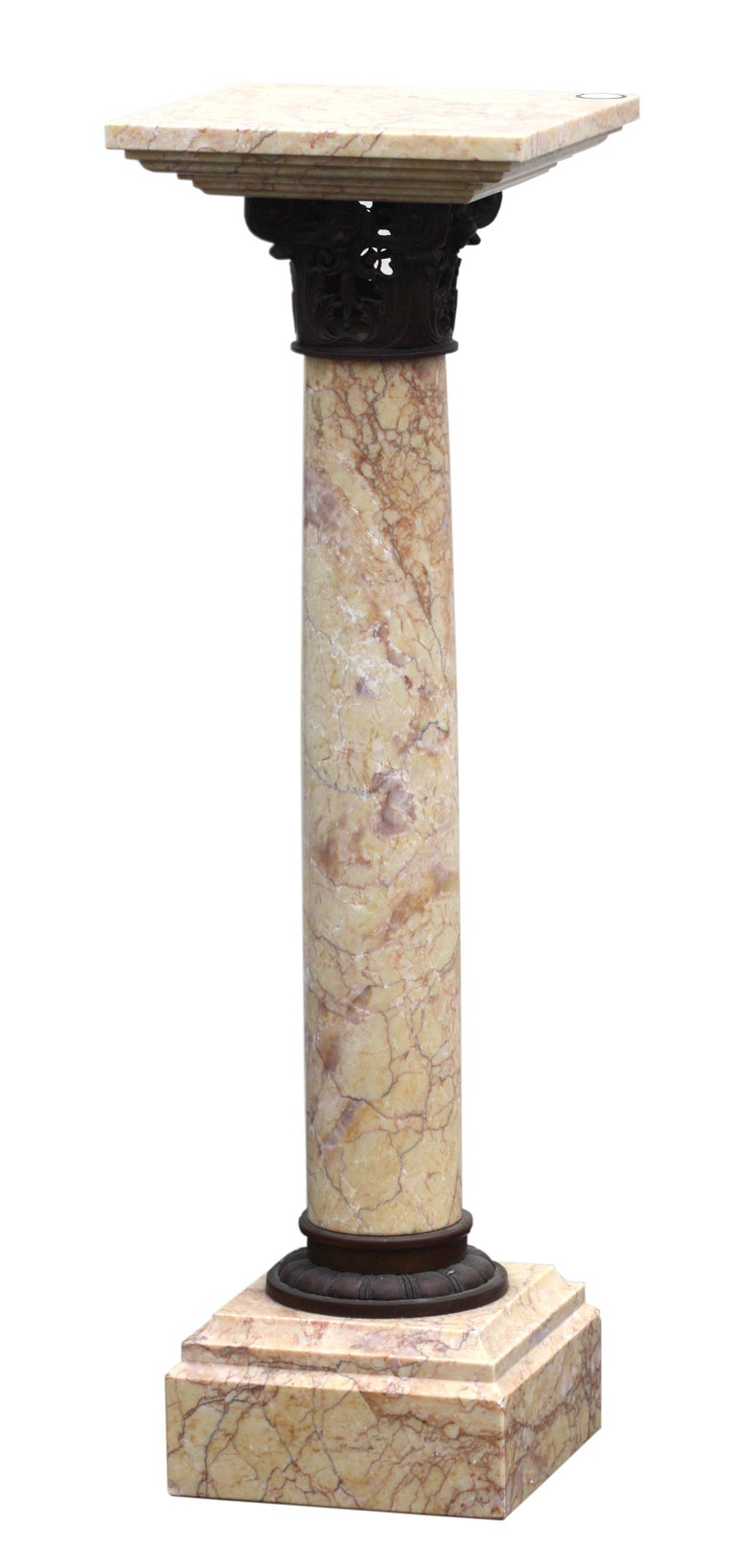 Pair Neoclassical Style Patinated-bronze-mounted Siena Marble Column ...