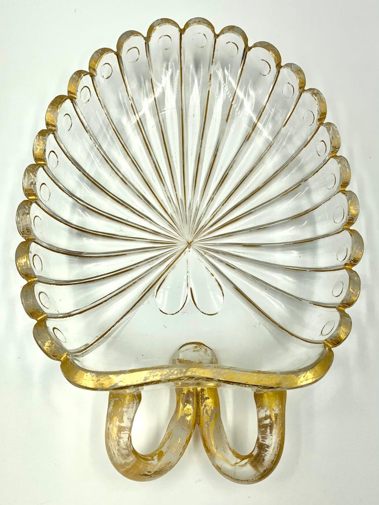 Pair Neoclassical Venetian Glass Scallop Form Parcel Gilt Caviar Dishes ...