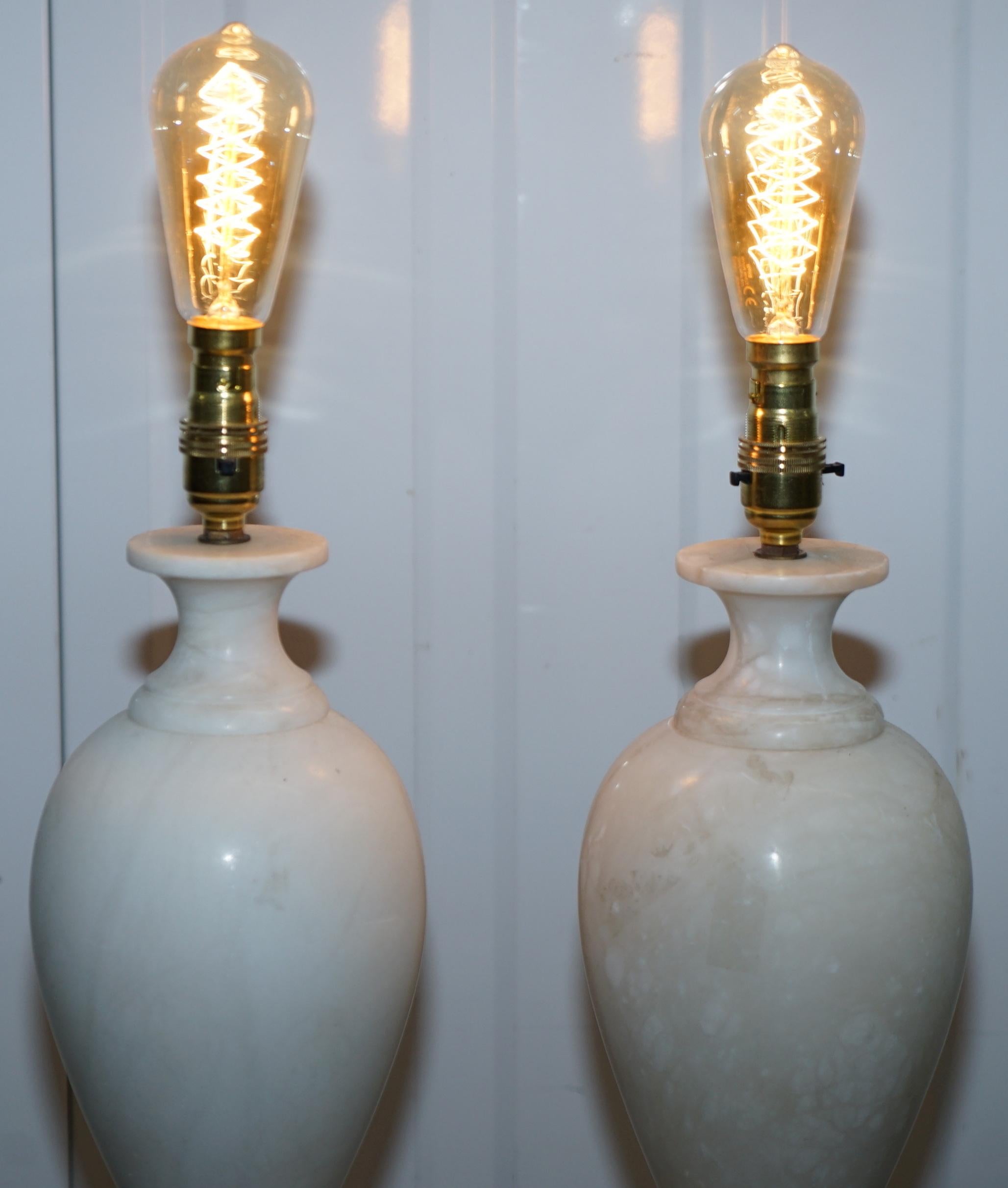 Nice Pair of Restored Large Old Alabaster Urn Style Neoclassical Lamps ...